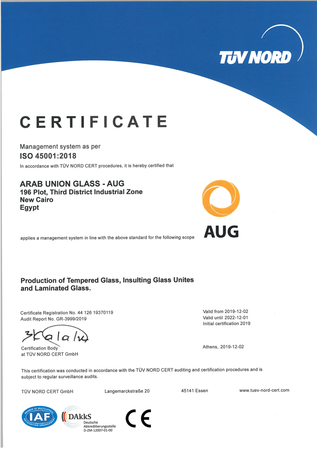 Certificates - Arab Union Glass